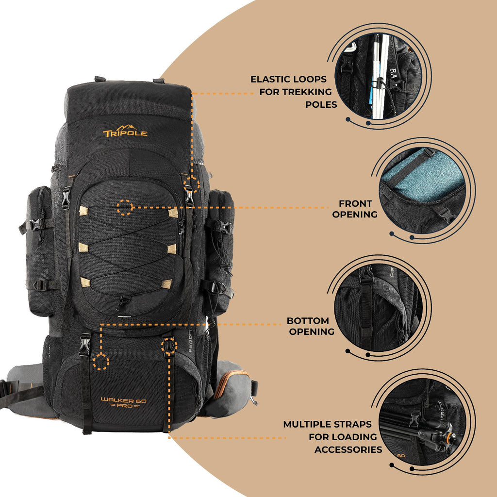 Tripole Walker Pro Internal Frame Rucksack for Travel and Trekking | F ...