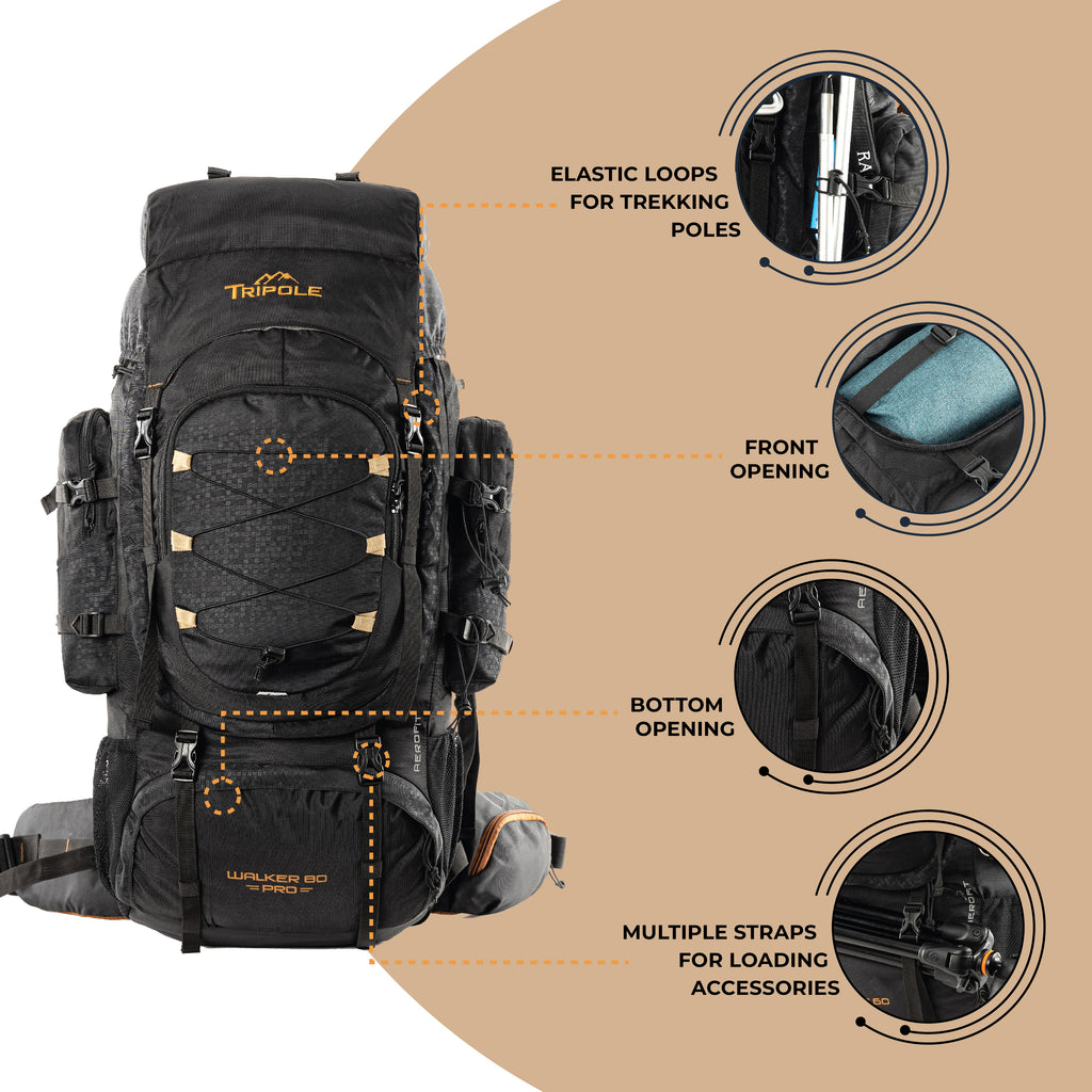 Tripole Walker Pro Internal Frame Rucksack for Travel and Trekking | F ...